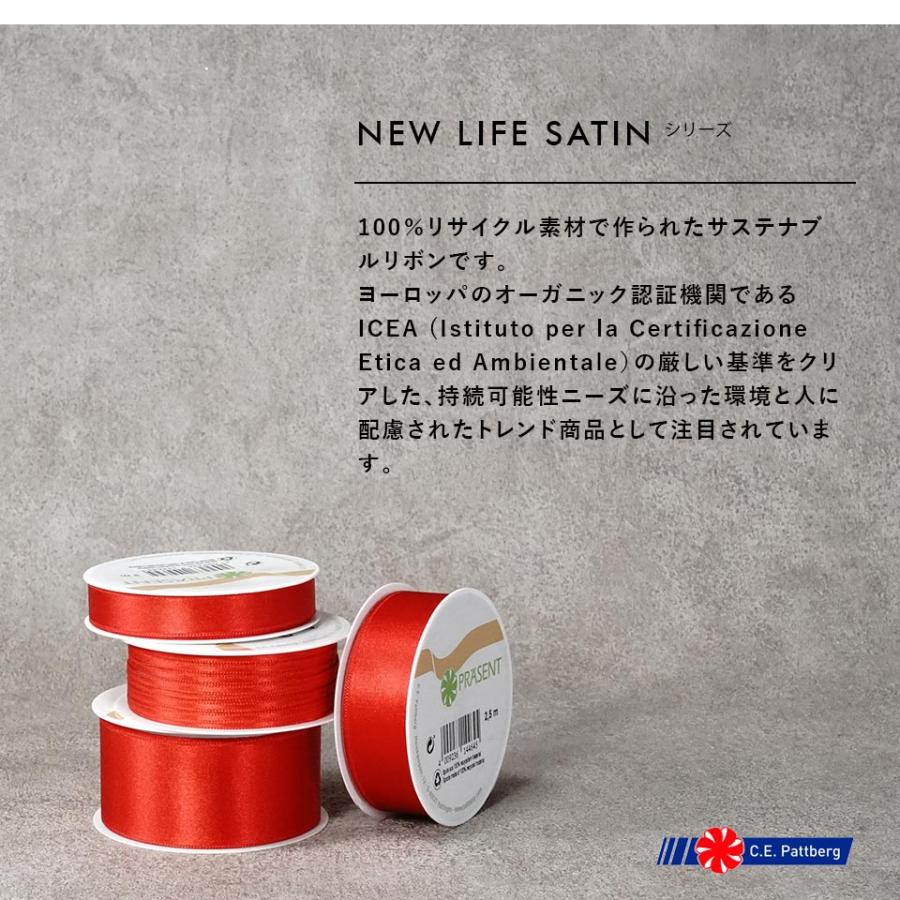 (C-4) リボン C.E. PATTBERG製 NEW LIFE SATIN サテン レッド 赤無地 Satein ribbon 幅25mm ...