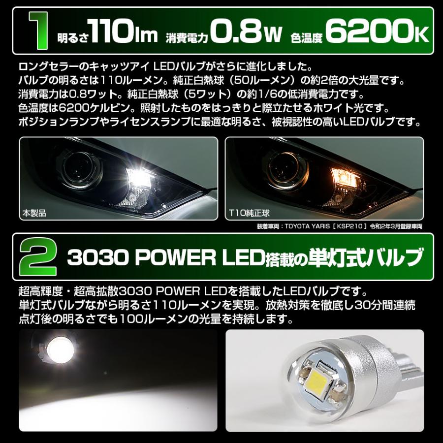 ピカキュウ T10 バルブ LED ナンバー灯 スバル WRX S4 (VBH) 対応 ライセンスランプ Cat's Eye 110lm ...