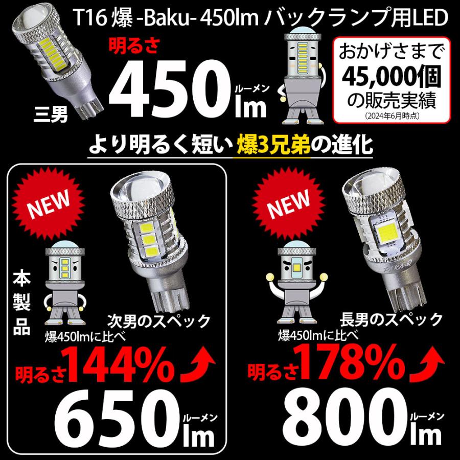 ピカキュウ T16 バックランプ LEDバルブ 爆光 トヨタ コペン GRスポーツ (LA400A) 対応 爆-BAKU-650lm ホワイト 6600K 2個 後退灯 実車確認済み 7-B ...