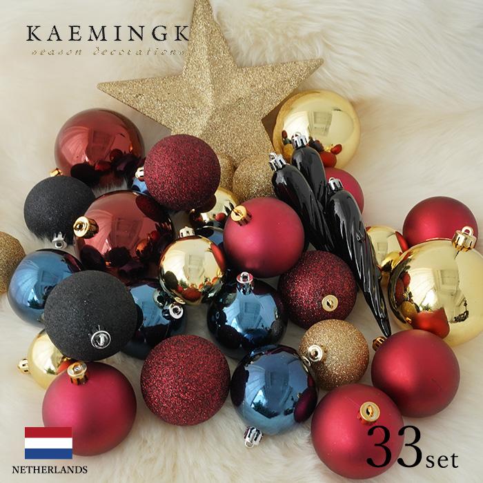 クリスマスツリー 飾り付け オーナメンボール セット KAEMINGK レトロ トップスター付き MIX マットレッド×ナイトブルー 33個入[130102] : ピカキュウAC1号ヤフー店 ...