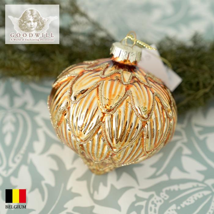 クリスマスツリー 飾り オーナメント GOODWILL グッドウィル フラワーペタルガラスオーナメント ゴールド (2) オニオン 8cm ...