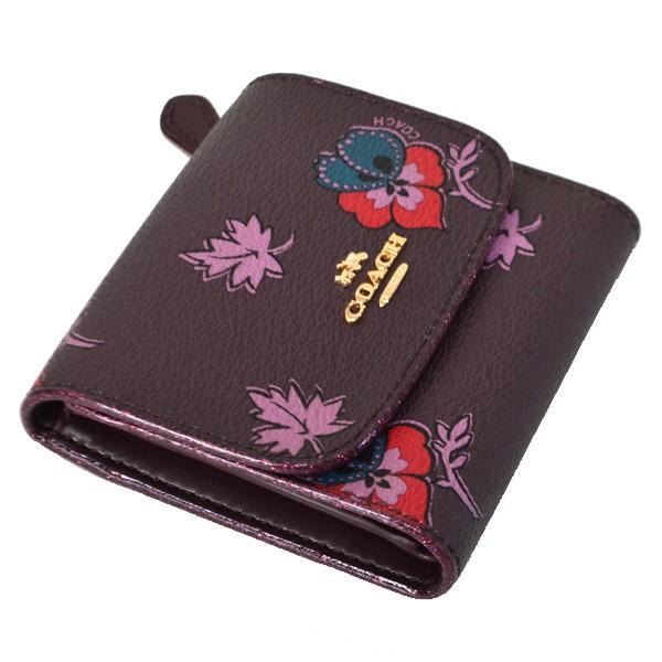 COACH（コーチ） 財布 ラグジュアリー クロスグレーン レザー フローラル 三つ折り財布 オックスブラッド 15563 : ブランド専門店 ...