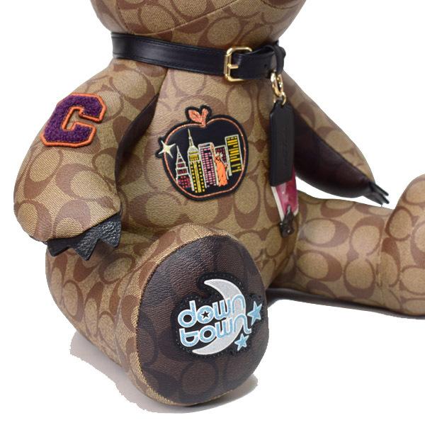 コーチ ぬいぐるみ COACH コーティングキャンバス ぺブルレザー スムースレザー シグネチャー ディスコ パッチ テディベア チェスナッツ ...