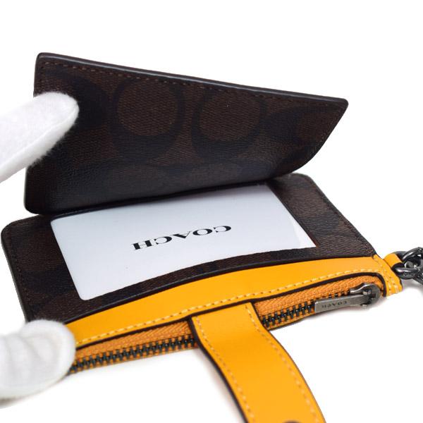 COACH コーチ カードケース コーティングキャンバス スムースレザー シグネチャー キーリング付き アタッチメント コインケース ブラウン×バターカップ C7398 : ブランド専門店 ...