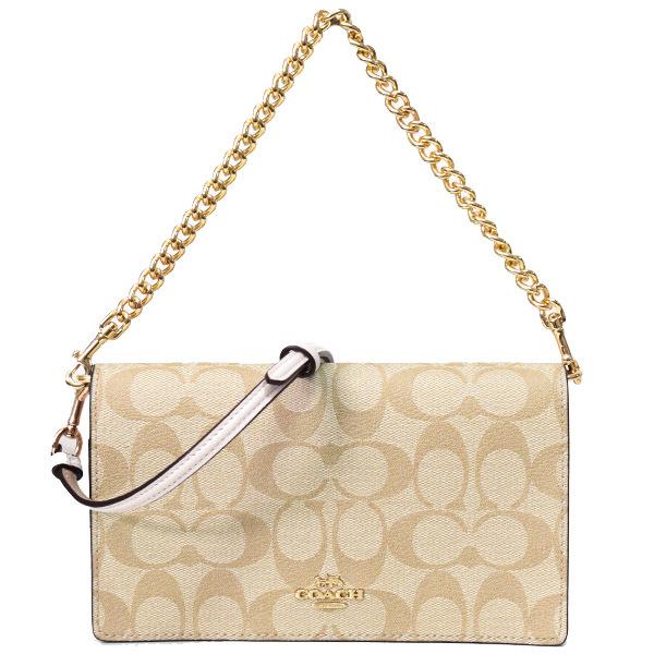 COACH コーチ バッグ コーティングキャンバスレザー シグネチャー フラップ チェーン 3WAY クラッチ クロスボディー ショルダー ...