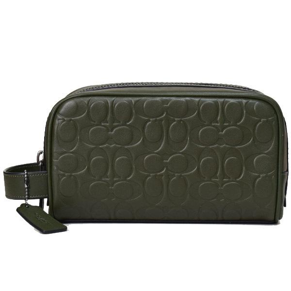 コーチ バッグ COACH メンズ レザー シグネチャー トラベル キット セカンド クラッチバッグ ダークシャムロック C9986 ...