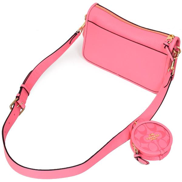 COACH コーチ バッグ コーティングキャンバス ぺブルレザー シグネチャー ペニー コインケース付き クロスボディ ショルダーバッグ ピンクレモネード CA906 : ブランド専門店 ...