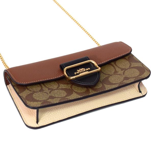 COACH（コーチ） バッグ コーティングキャンバス レザー シグネチャー モーガン クロスボディ カラーブロック スマホ チェーン ...