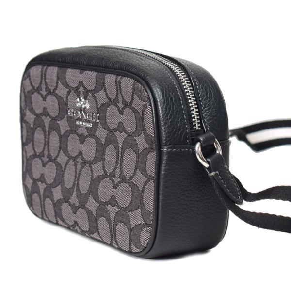 COACH コーチ バッグ ジャガード レザー シグネチャー ジェイミー ミニ カメラバッグ クロスボディー ショルダーバッグ スモーク× ...