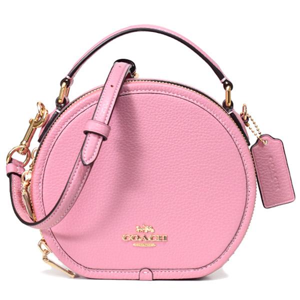 COACH コーチ バッグ ぺブルレザー キャンティーン ロゴ 丸型 ダブルジップ クロスボディ 2way ハンドバッグ ショルダーバッグ ...