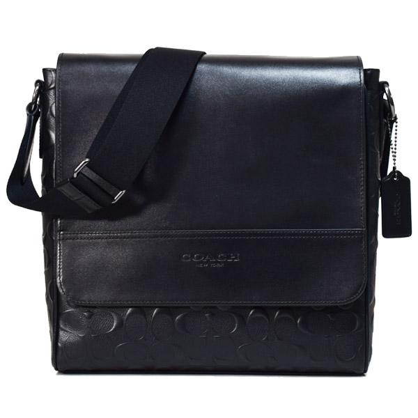 COACH（コーチ） メンズ バッグ スムースカーフレザー シグネチャー 型押し フラップ ヒューストン マップ クロスボディ 斜め掛け ...