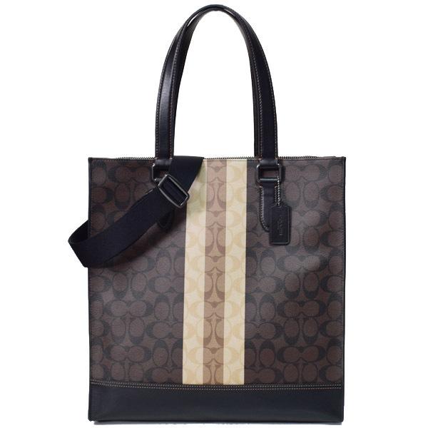 COACH コーチ バッグ コーティングキャンバス レザー シグネチャー グラハム ストライプ 2way メンズ トートバッグ ショルダー ...