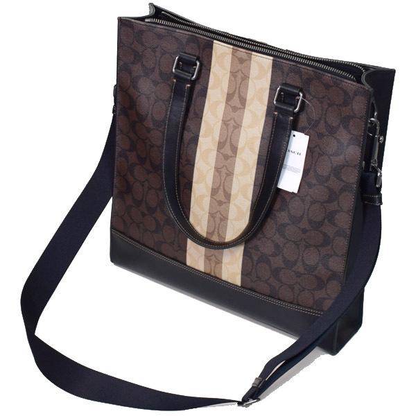 COACH コーチ バッグ コーティングキャンバス レザー シグネチャー グラハム ストライプ 2way メンズ トートバッグ ショルダー ...