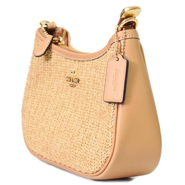 COACH コーチ バッグ ストロー スムースレザー かごバッグ テリ ロゴ 2way クロスボディ 斜め掛け ショルダー ハンド ラテマルチ ...