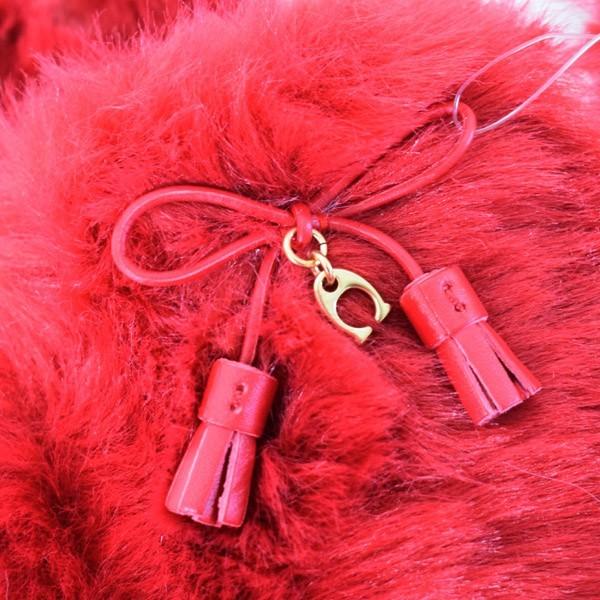 コーチ スニーカー COACH アクリル ファー ゾエ シグネチャー タッセル リボン オープントゥ 室内 スリッパ レッド FG3148 COACH（コーチ） スニーカー アクリル ファー ゾエ シグネチャー