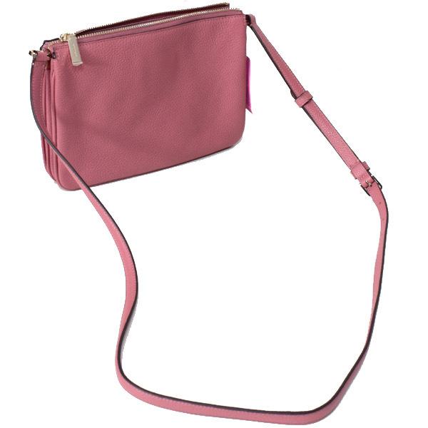 ケイトスペード バッグ katespade ぺブルレザー ロゴ トリプル ガセット クロスボディ 斜めがけ ショルダーバッグ ピンク WKR00448 kate spade NEW YORK（ケイト・スペード ニューヨーク） ケイト