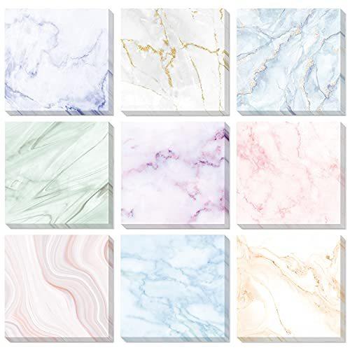 9 Pieces Marble Sticky Note Pads Adhesive Memo Notes Self-Stick Note ...