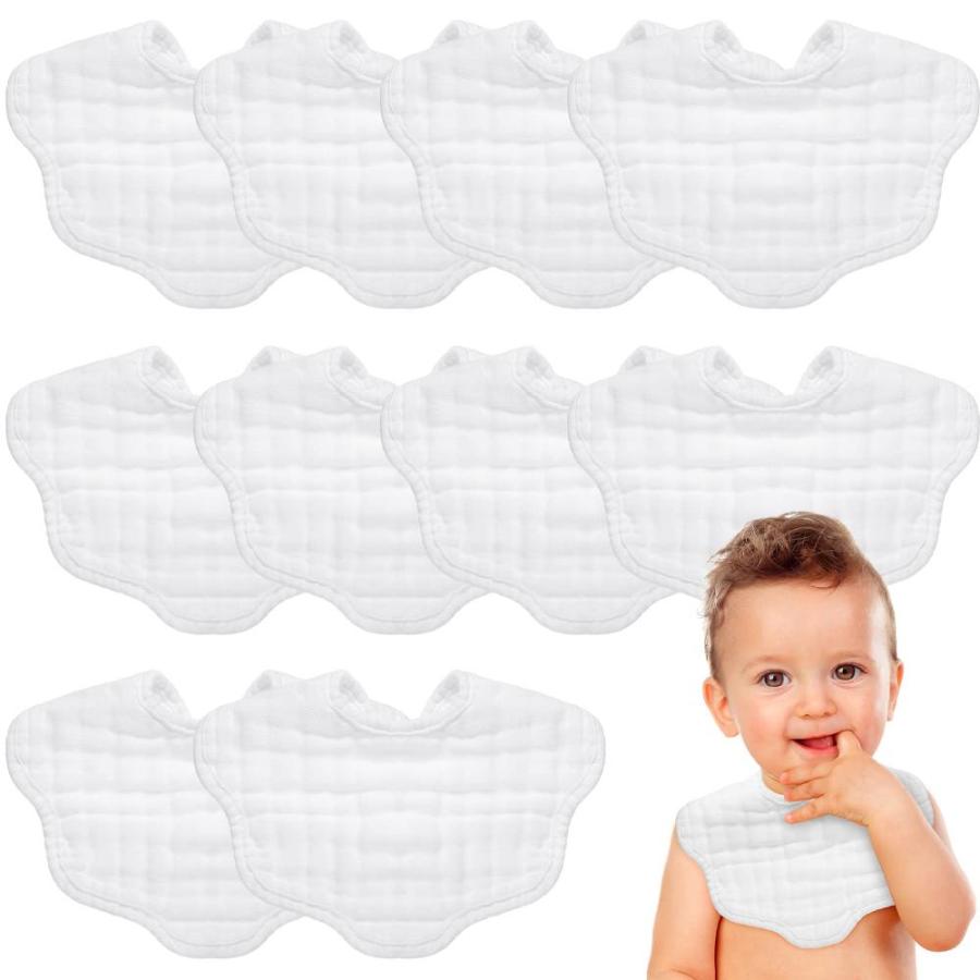 10 Pack Muslin Bibs Baby Drool Bibs White Bandana Bibs Absorbent Teething B : ys0000037038072403 ...