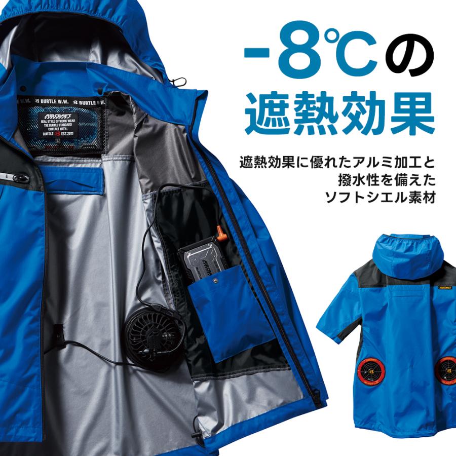 BURTLE 即日発送 バートル ACフーディ半袖ジャケット AC1196 ローバック 遮熱 撥水 エアークラフト 空調作業服 作業着 作業服 ユニセックス XXL〜3XL 服単品 : ワー ...