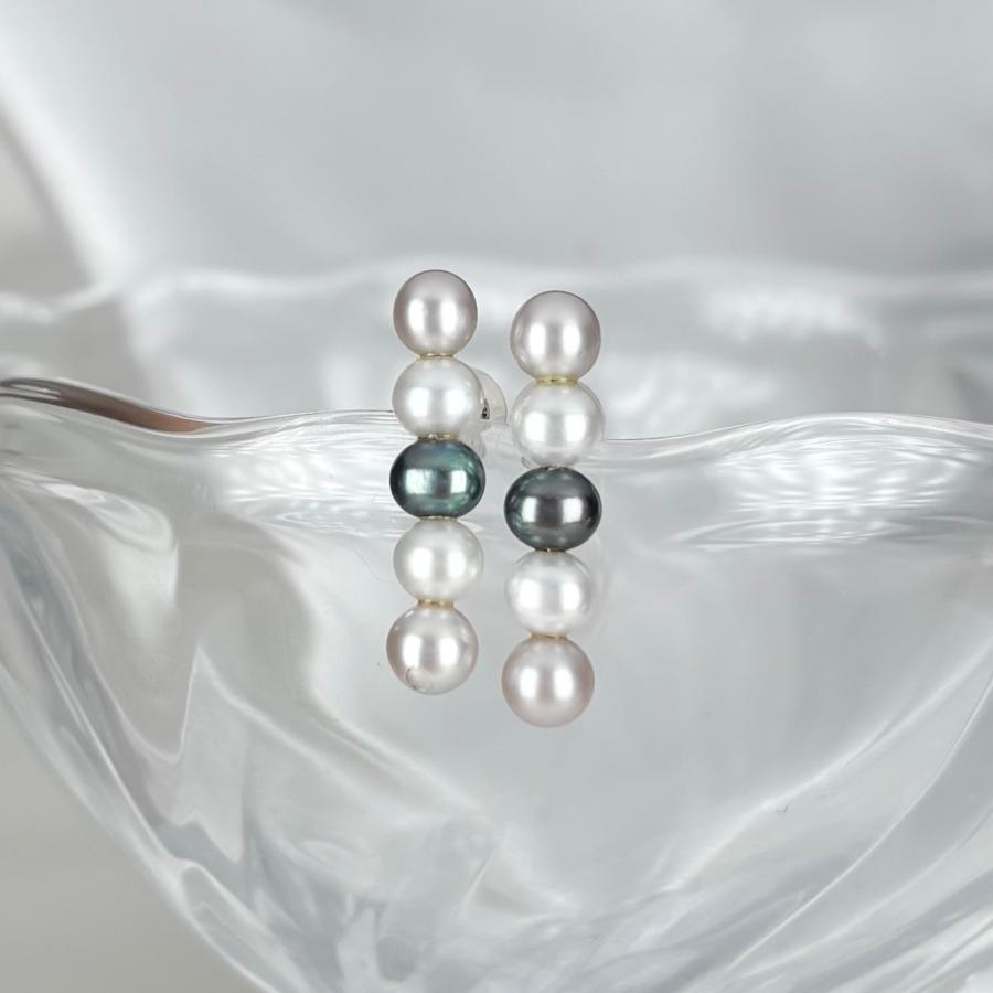 淡水真珠 5連パールピアス 4-5mm ベビーパール グレー ホワイト ブラック オフラウンド K14WG 14金 : パール・パール・コウベ - 通販 - Yahoo!ショッピング