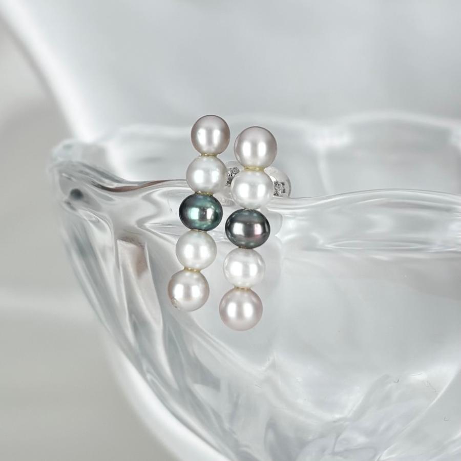 淡水真珠 5連パールピアス 4-5mm ベビーパール グレー ホワイト ブラック オフラウンド K14WG 14金 : パール・パール・コウベ - 通販 - Yahoo!ショッピング