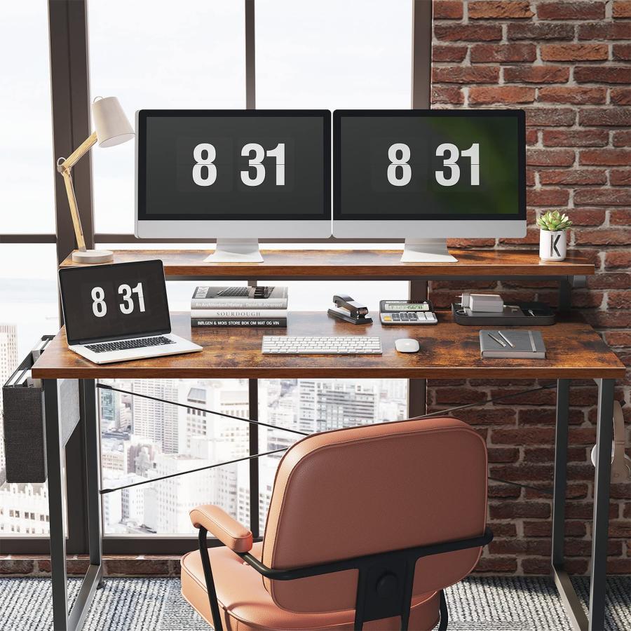 KKL パソコンデスク 幅120cm モニター台高さ3段調整対応 収納袋付き 収納フック付き pc ゲーミング つくえ 在宅勤務 ワークデスク オフィ : s-b0b8cngmym ...