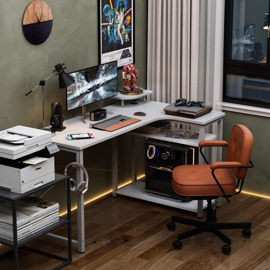 ODK ゲーミングデスク パソコンデスク 幅130 l字デスク デスク 机 pcデスク desk 棚付き オフィスデスク ワークデスク 在宅勤務 ?子 : ポケットラボ - 通販 ...