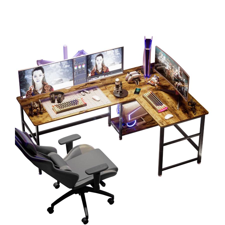 DEWEL パソコンデスク l字 幅180+120cm 奥行60cm 2段収納棚付き 左右交換設置可 PCデスク オフィスデスク ゲーミングデスク 高さ : ポケットラボ - 通販 ...