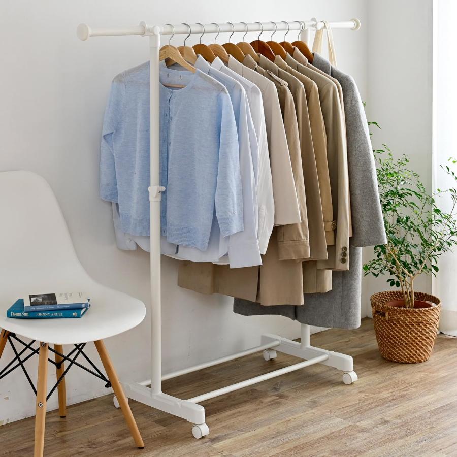 [山善] ハンガーラック キャスター付き 縦/横伸縮 シングル 幅86-140×奥行43×高さ89-152cm 組立品 オールホワイト MKS-SS( : ポケットラボ - 通販 ...