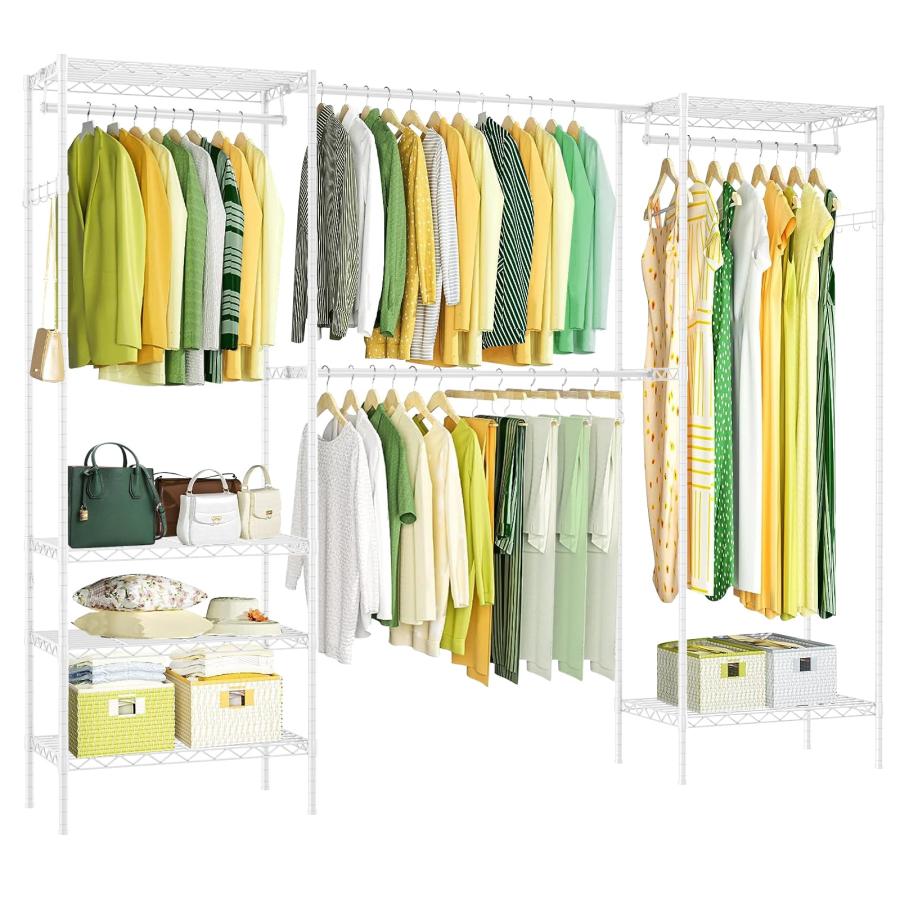 PASRLD ハンガーラック 幅調整可 伸縮式ワードローブ メタルラック 棚板高さ調節 コート掛け ラック本体 大容量 防サビ 頑丈 幅178.5~2 : s-b0cjv2dfyr ...