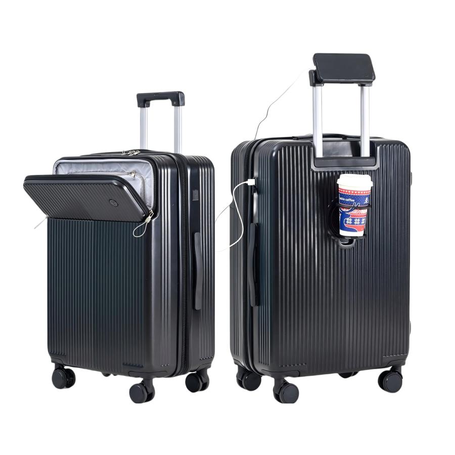 [Yuweijie] スーツケース フロントオープン 拡張型 ストッパー付き キャリーケース 軽量 大容量 機内持ち込み 多機能 Mサイズ 4泊5日 : ポケットラボ - 通販 - Yahoo ...