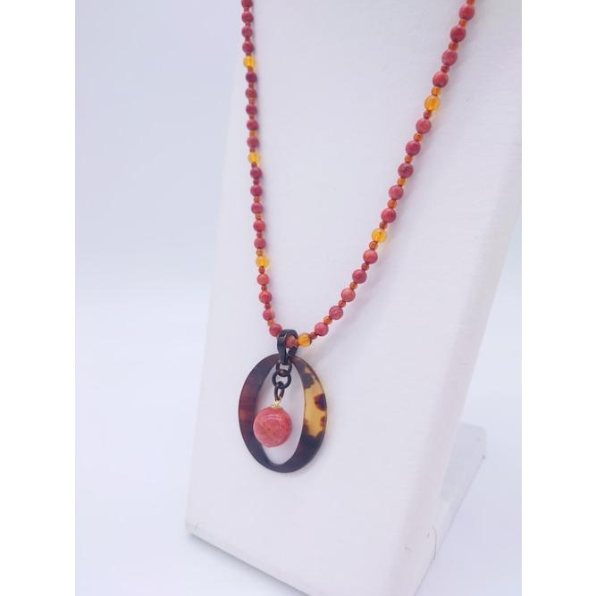 本べっ甲 ネックレス ロングタイプ アフリカサンゴ 丸玉 オーバル 一点もの 天然素材 本物 (N-222) : なにわべっ甲プラージュ - 通販 - Yahoo!ショッピング