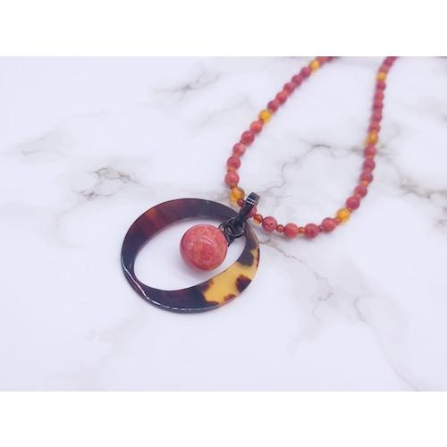 本べっ甲 ネックレス ロングタイプ アフリカサンゴ 丸玉 オーバル 一点もの 天然素材 本物 (N-222) : なにわべっ甲プラージュ - 通販 - Yahoo!ショッピング