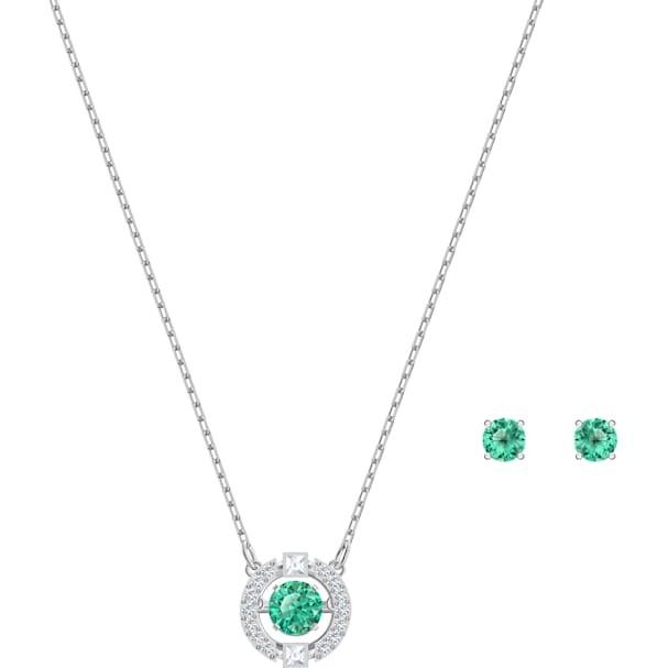 スワロフスキー Swarovski ネックレス ピアス SPARKLING DANCE ROUND セット グリーン 5516965 : ...