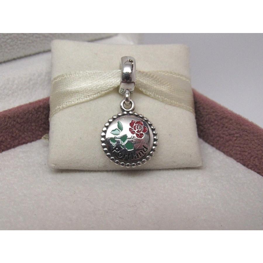 PANDORA Pandora パンドラ チャーム ローズ バラ Portland Enamel Rose Dangle Charm レア ...