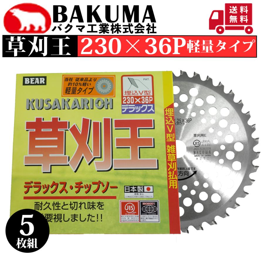 バクマ工業 チップソー 草刈王 230×36P 軽量タイプ 5枚組 : プランハーベ - 通販 - Yahoo!ショッピング