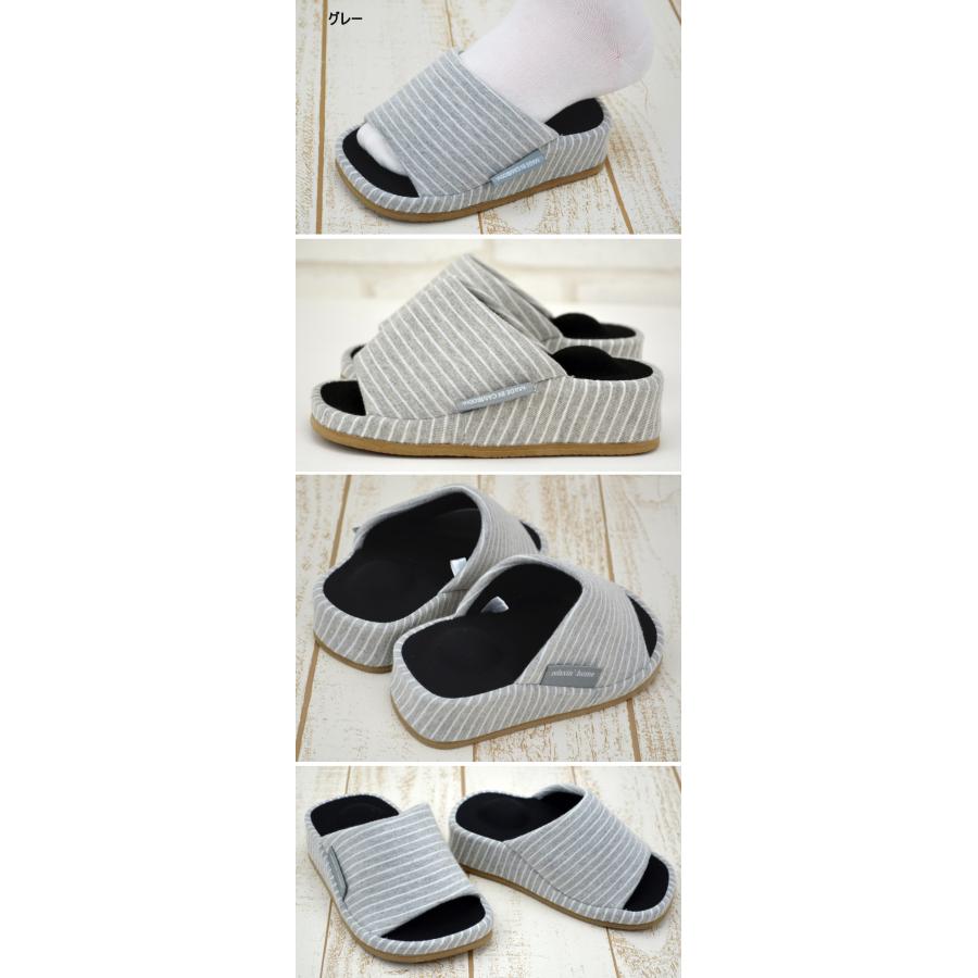 ストレッチスリッパ 幅広ミニ ニット ボーダー ブラック グレー 美脚 ダイエット レディースつま先立ち ヘルス 春夏 秋冬 足つぼ 健康 ...