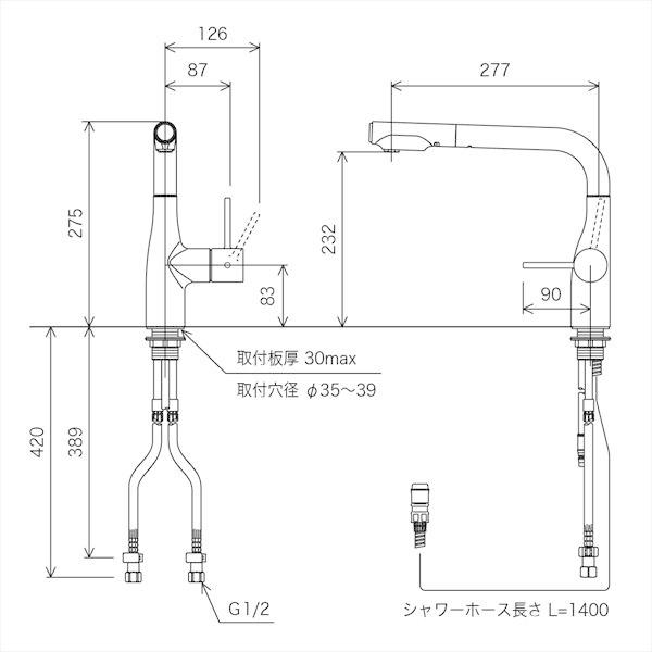 KVK KM6101EC シングルシャワー付混合栓(eレバー) 流し台用 キッチン用 混合水栓 : ものうりばPlantz - 通販 - Yahoo!ショッピング