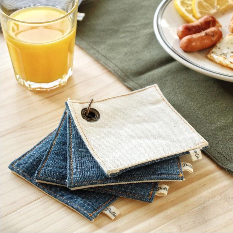 DULTON ダルトン コースター リバーシブル 4枚入り デニム×ホワイト : ものうりばPlantz - 通販 - Yahoo!ショッピング