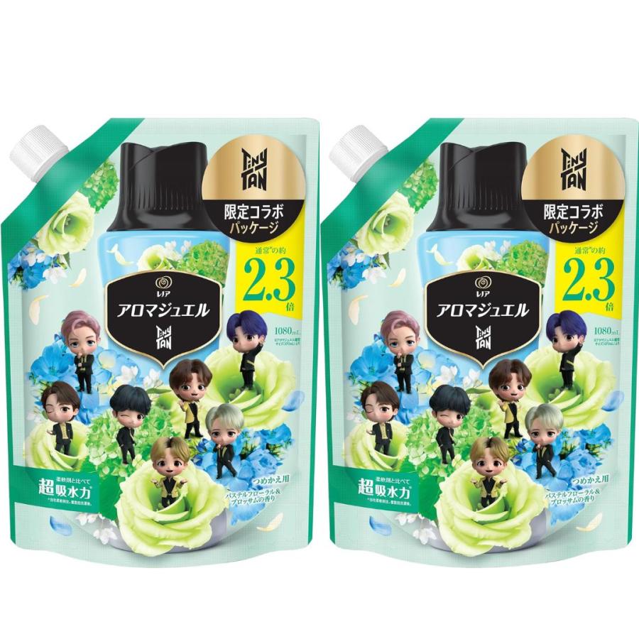 【2袋セット】レノア ハピネス アロマジュエル 香り付け専用ビーズ パステルフローラル&ブロッサム TinyTAN限定コラボパッケージ 詰め替え 1,080mL : 483 : プラチナエイト ...