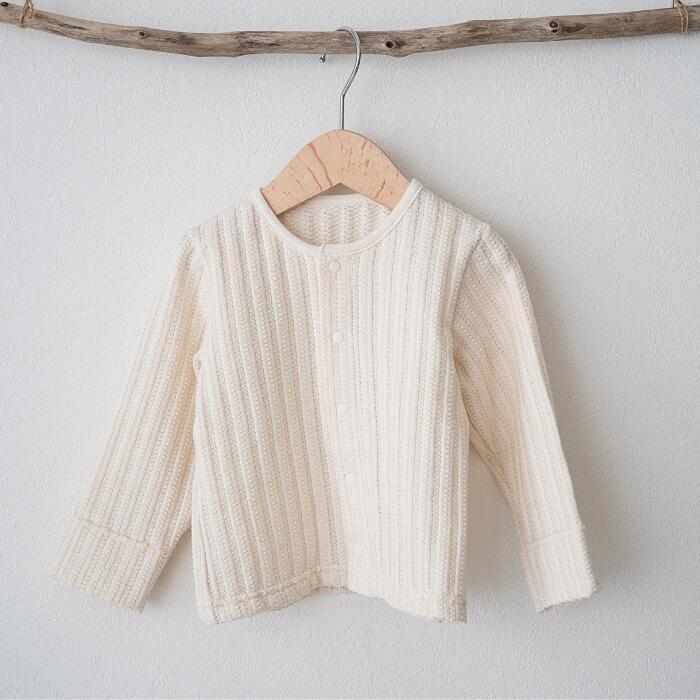 Kufuu オーガニックコットン ベビーカーディガン kufuu｜レーシーニット＆ワッフル｜70-90cm 新生児 ベビー服 出産祝い ギフト ...