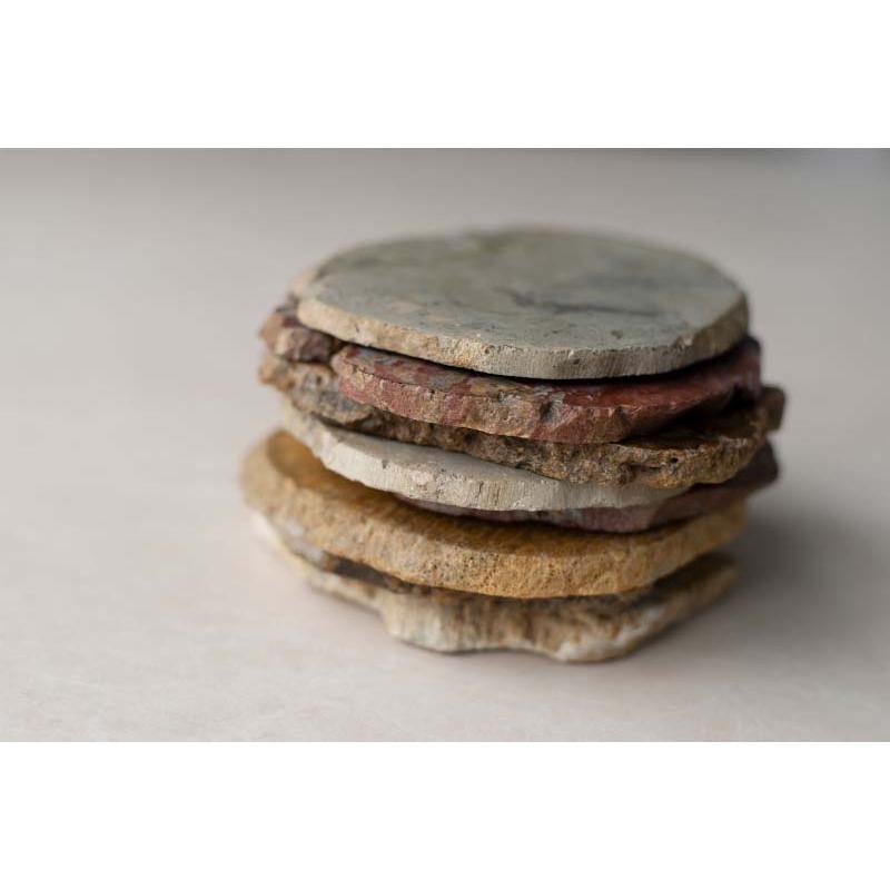 amabro アマブロ 鉱物のコースター Mineral Coaster coral beehive jasper red gray コーラル ...