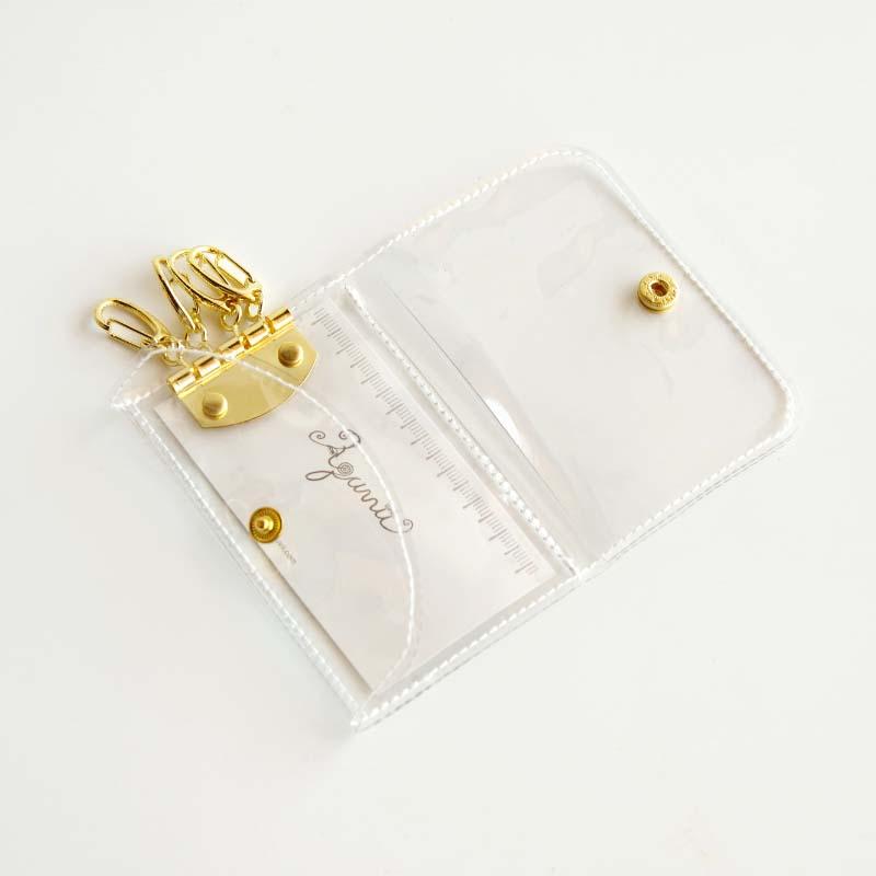 aquvii（アクビ） Clear key case クリア キーケース キーホルダー 透明 PVC 鍵 おしゃれ ゴールド 金 かわいい ...