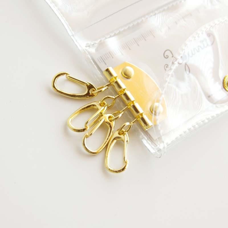 aquvii（アクビ） Clear key case クリア キーケース キーホルダー 透明 PVC 鍵 おしゃれ ゴールド 金 かわいい ...