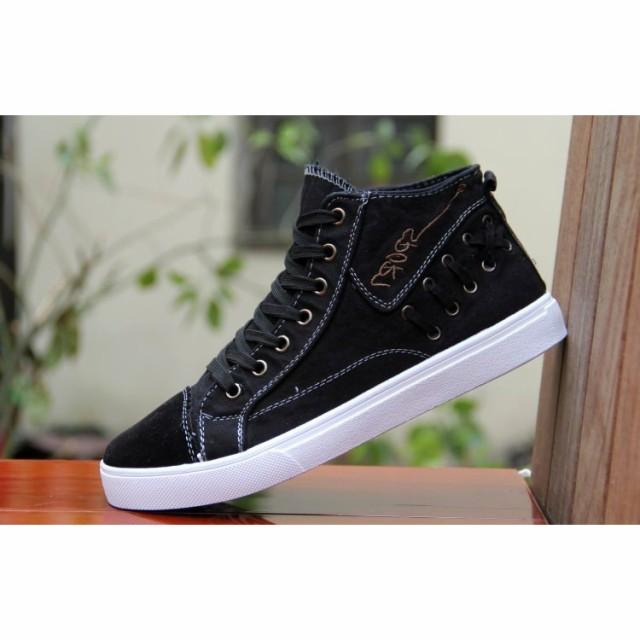 スニーカー メンズ キャンバス ミドルカット シューズ レースアップ