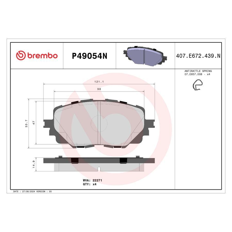 brembo (ブレンボ) 4輪 プライムセラミックブレーキパッド 純正互換・低ダストタイプ フロント NDロードスター/124スパイダー P49 054N : バイク&車パーツ プロト公式 ...