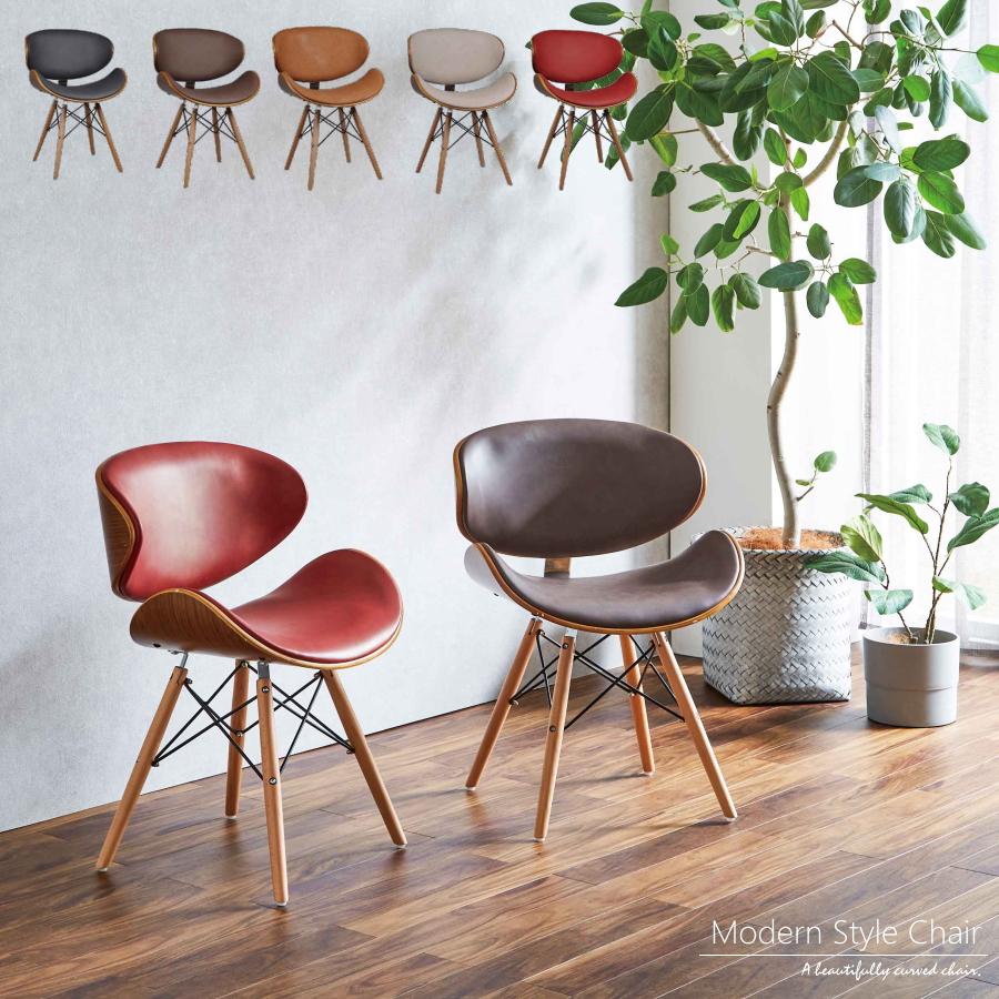 チェアー チェア ダイニングチェア デスクチェア PUレザー プライウッド 椅子 イス いす おしゃれ ラウンジチェア リビングチェア 曲木 木脚 アームレスチェア : DePlusインテリア ...