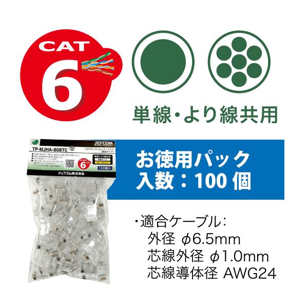 カテゴリー6モジュラープラグ 貫通タイプ TP-MJHA-808TC デンサン DENSAN : プラスワンツールズ - 通販 - Yahoo ...