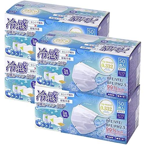 ヒロ・コーポレーション 冷感マスク 不織布 4箱 200枚 白 3層構造 99%カットフィルター : plusa - 通販 - Yahoo!ショッピング
