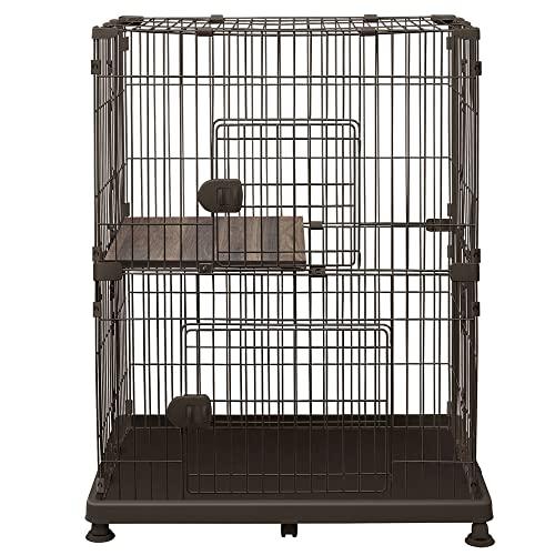 アイリスオーヤマ キャットケージ 2段 キャスター付・簡単組み立て PEC-902V ウォールナット : plusa - 通販 - Yahoo!ショッピング